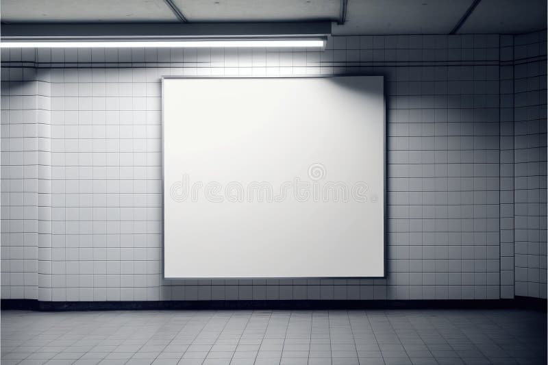 Blank Advertising Billboard in a Large-scale Square Size Indoor ...