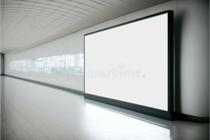 Blank Advertising Billboard in Square Outdoor with Neon Background on ...