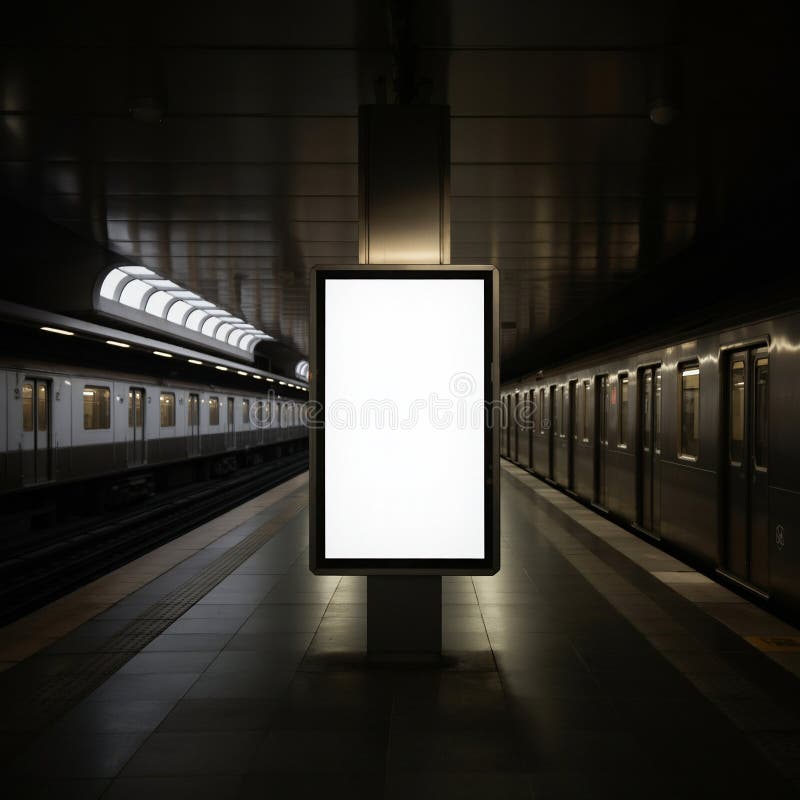 Blank Advertising Billboard at a Subway Station Platform Stock ...