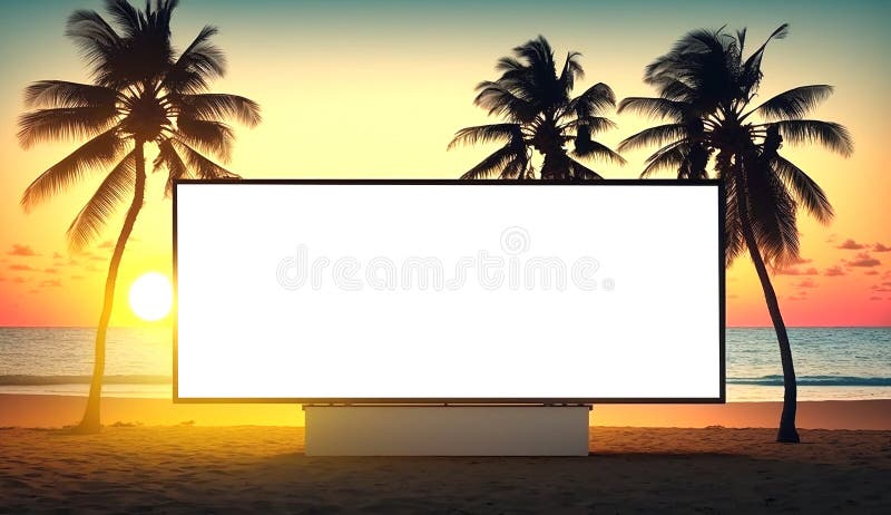 Blank Advertising Billboard on the Tropical Beach Landscape during ...