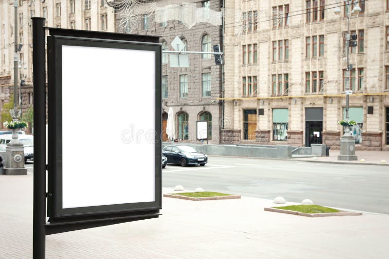 Blank Advertising Board on City Street. Space for Design Stock Image ...