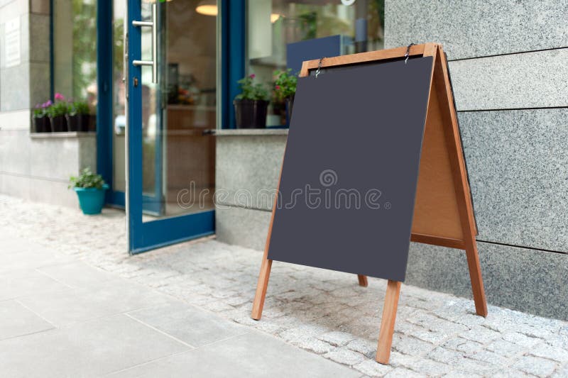 Blank Advertising a-board Near Cafe. Mockup for Design Stock Photo ...