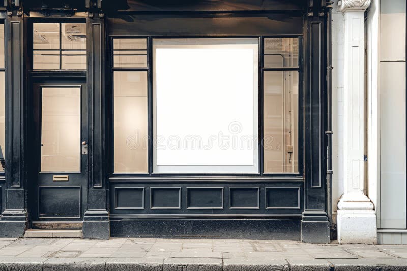 Blank Advertising Board in a Shop Window Stock Image - Image of ...
