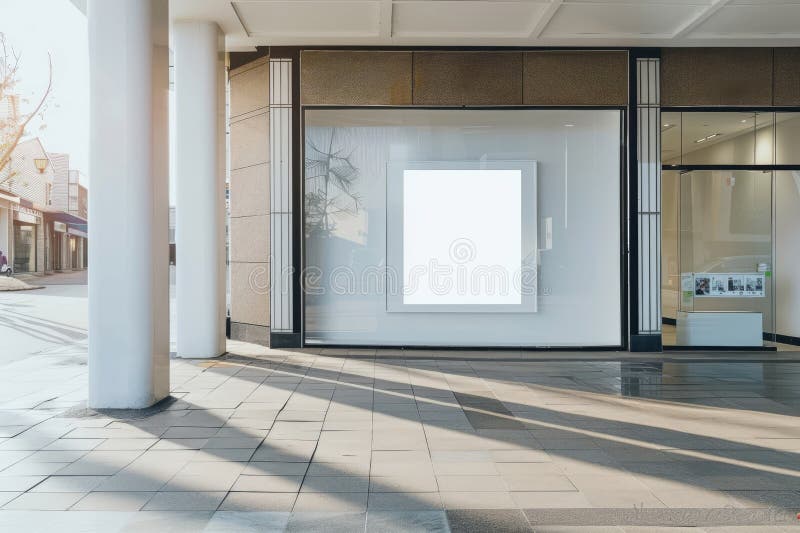 Blank Advertising Board in a Shop Window Stock Image - Image of ...