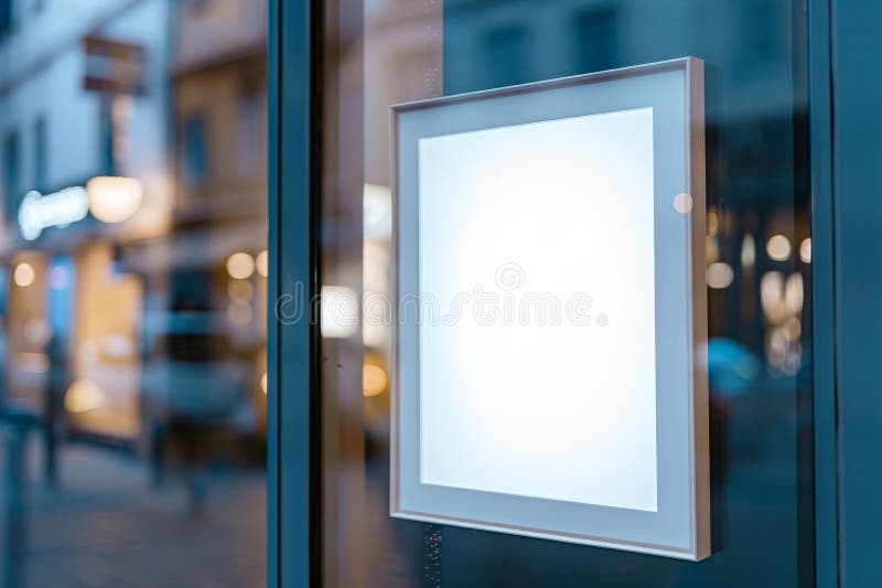 Blank Advertising Board in a Shop Window Stock Image - Image of ...