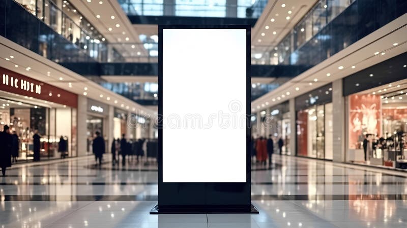 A Blank Advertising Kiosk Stands Ready for Content in a Modern Mall ...