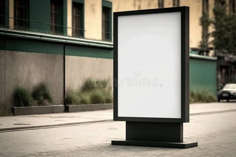 Blank Advertising Neon Box Mockup on the Street, Generative AI Stock ...