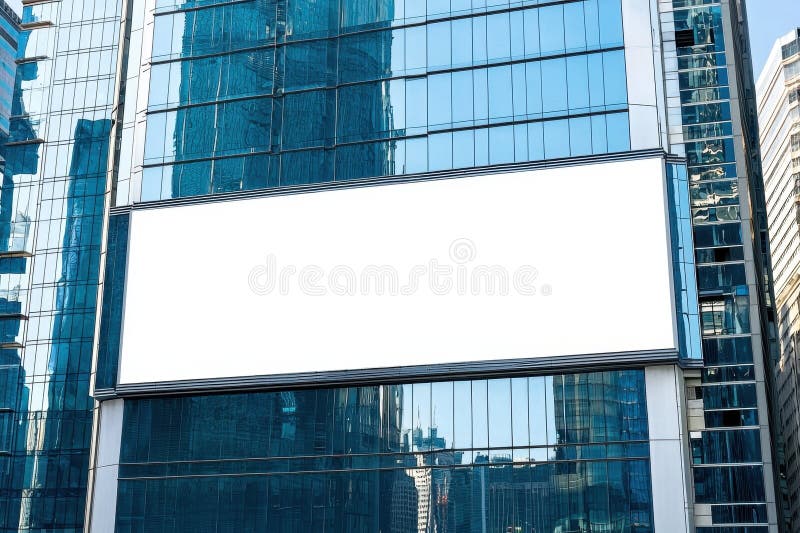 Blank Advertising Space on Modern Building Exterior with Reflective ...