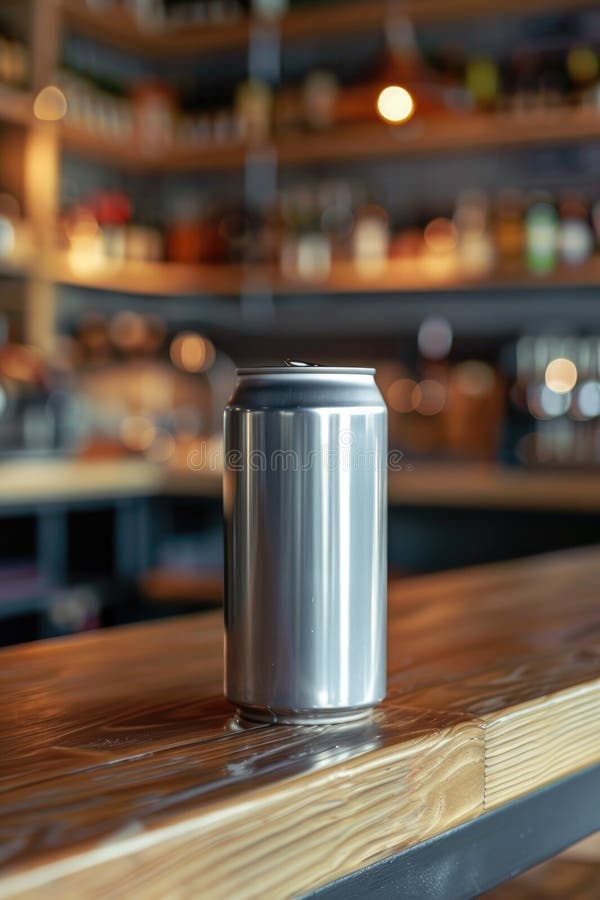 Blank Aluminum Beverage Can on a Modern Kitchen Counter Stock Photo ...