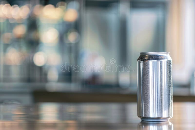 Blank Aluminum Beverage Can on a Modern Kitchen Counter Stock Image ...
