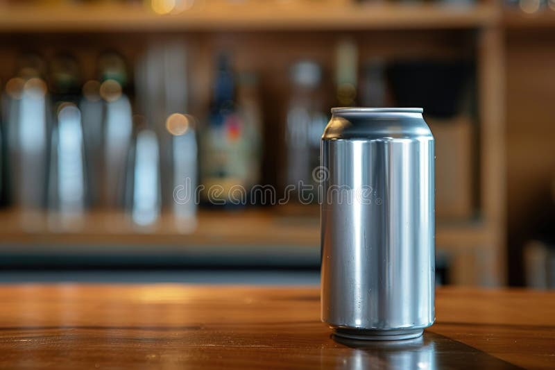 Blank Aluminum Beverage Can on a Modern Kitchen Counter Stock Image ...