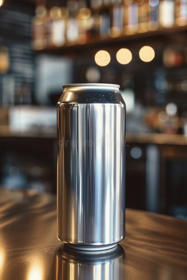 Blank Aluminum Beverage Can on a Modern Kitchen Counter Stock Photo ...