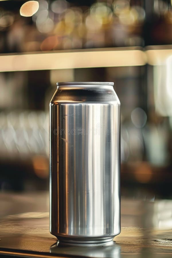 Blank Aluminum Beverage Can on a Modern Kitchen Counter Stock Photo ...