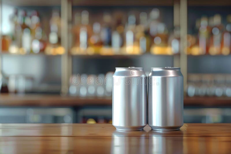 Blank Aluminum Beverage Can on a Modern Kitchen Counter Stock Image ...
