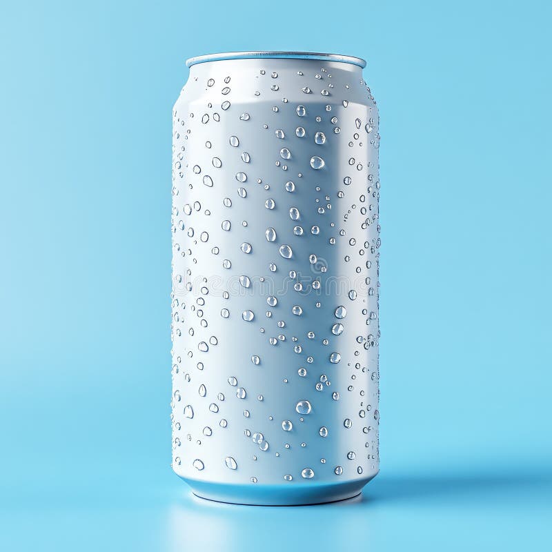 Blank Aluminum Can with Water Drops Mockup Stock Illustration ...