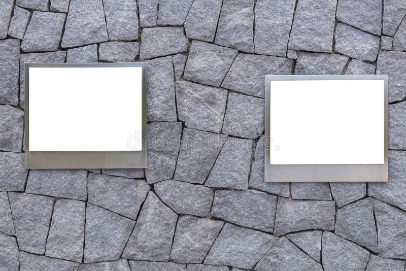 Blank of Aluminum Photo Frame or Empty Poster Billboard on Stone Stock ...