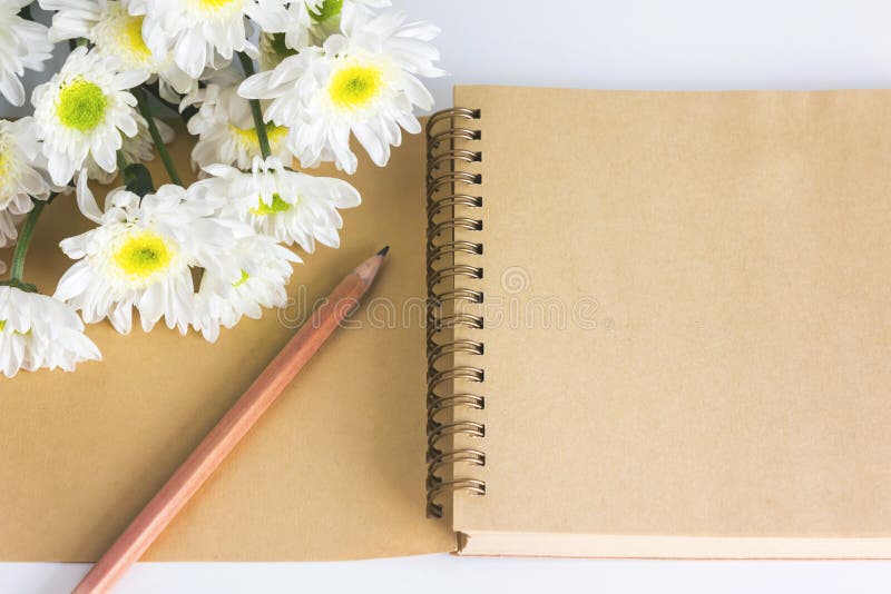 Blank Area Note Book or Diary with Flower Stock Photo - Image of note ...