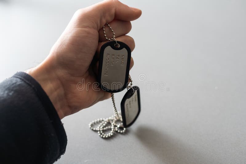 Blank Army Dog Tags on White Background. Stock Photo - Image of fight ...