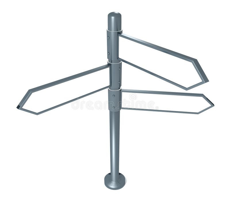 Blank Arrow Road Sign Column on White Background Stock Illustration ...