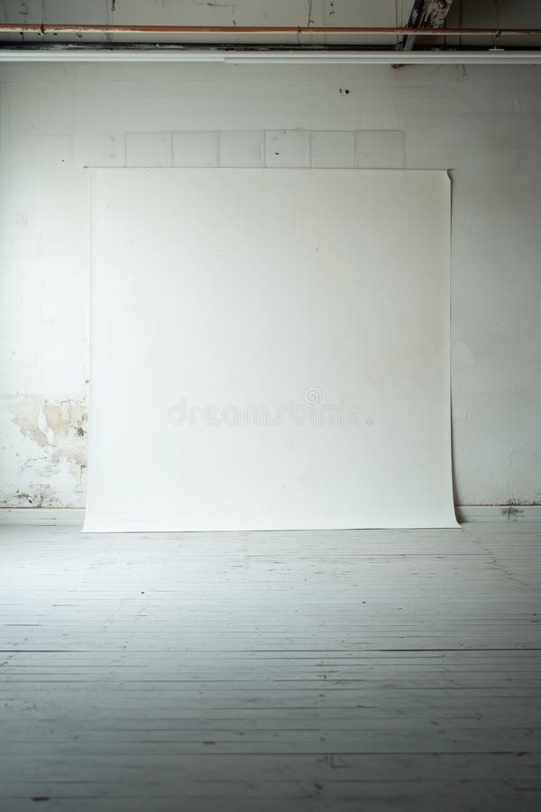Blank Backdrop in Rustic Warehouse Setting with Weathered White Walls ...