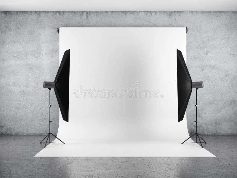 Blank Backdrop and Two Softboxes Stock Illustration - Illustration of ...