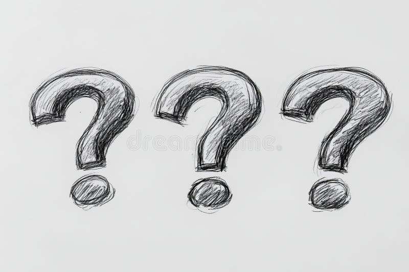 On a Blank Background, a Minimalist Sketch of Question Marks in Black ...