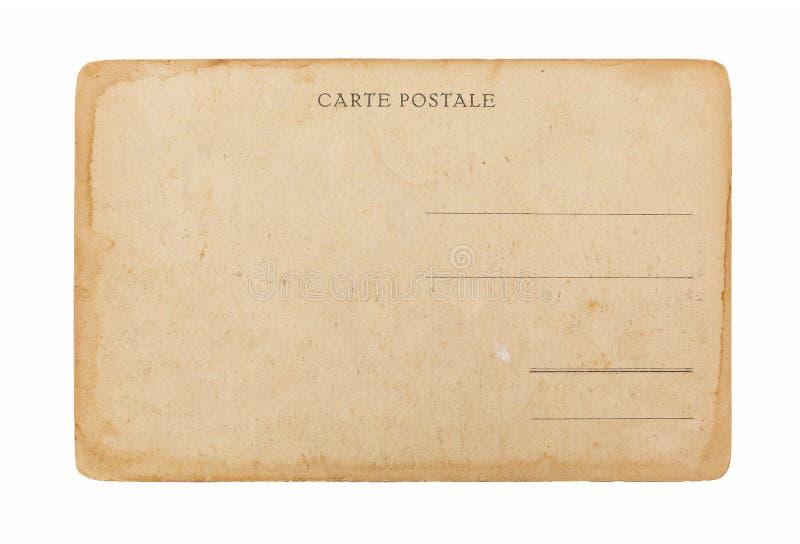 Blank Backside of Old Postcard Isolated on White Stock Image - Image of ...