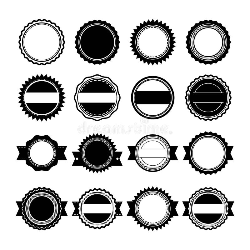 Blank Badge Label Collection, Black and White Round Emblem Vector Stock Vector - Illustration of ...