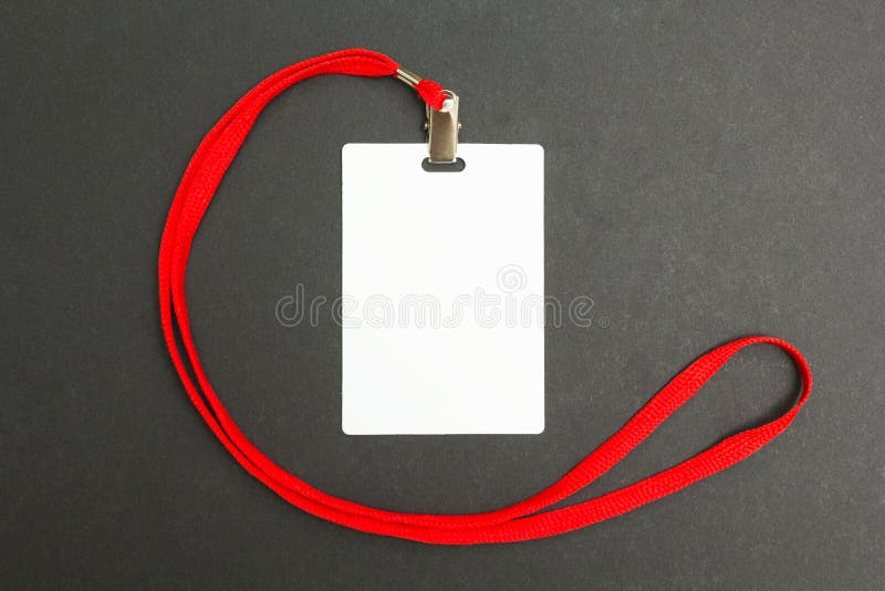 Blank Badge Mockup on Black. Plain Empty Name Tag Mock Up Hanging on ...