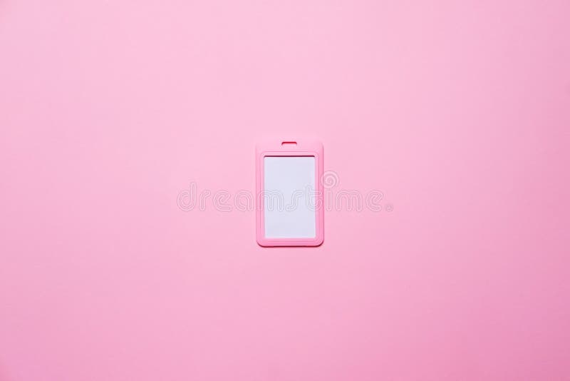 Blank Badge Mockup Isolated on Pink Background. Pink Empty Name Tag ...