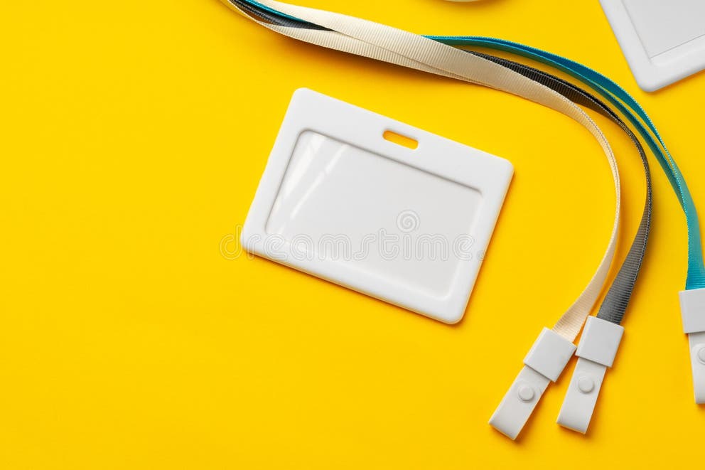 Blank Badge with String on Yellow Background Stock Photo - Image of ...