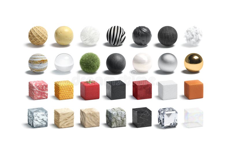Blank Ball and Cube Different Texture Surface Mockup Set Stock ...