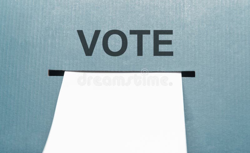 Blank Ballot is Inserted into a Voting Box, View from Above. Stock ...