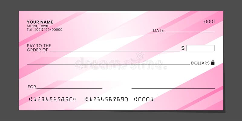 Blank Bank Check, Checkbook Cheque Mockup Template for Payment Paper ...