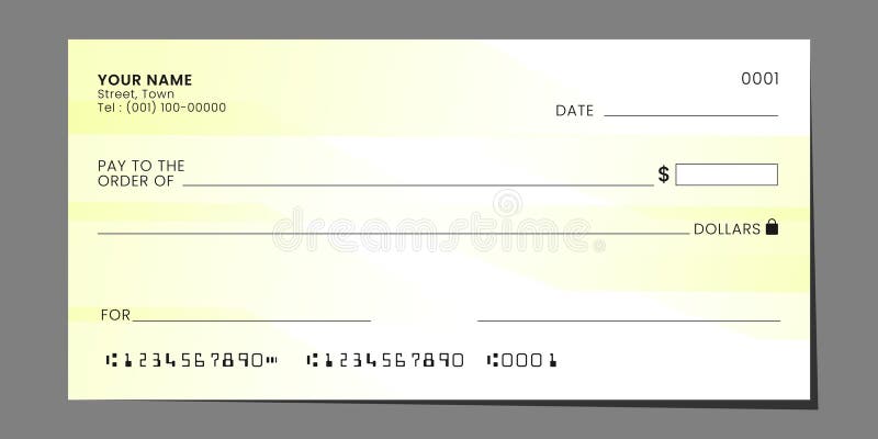 Blank Bank Check, Checkbook Cheque Mockup Template for Payment Paper ...