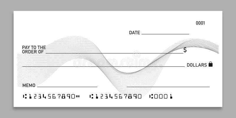 Blank Bank Check,checkbook Cheque Template Free Space for Writing. Wave ...