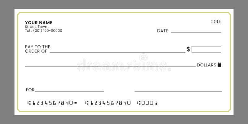 Blank bank cheque vector stock vector. Illustration of monetary - 388622276