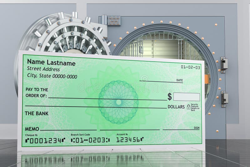 Blank Bank Check Inside Combination Lock Safe, 3D Rendering Stock ...