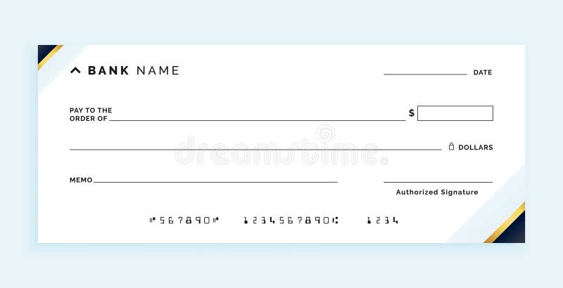 Blank Bank Check Template. Cheque Page Form Checkbook Stock ...
