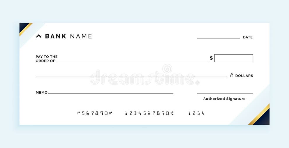 Blank Bank Check Template. Cheque Page Form Checkbook Stock Vector ...