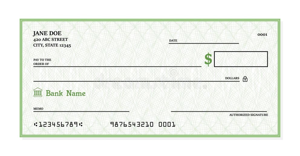Blank Bank Check Vector Template Stock Vector - Illustration of ...