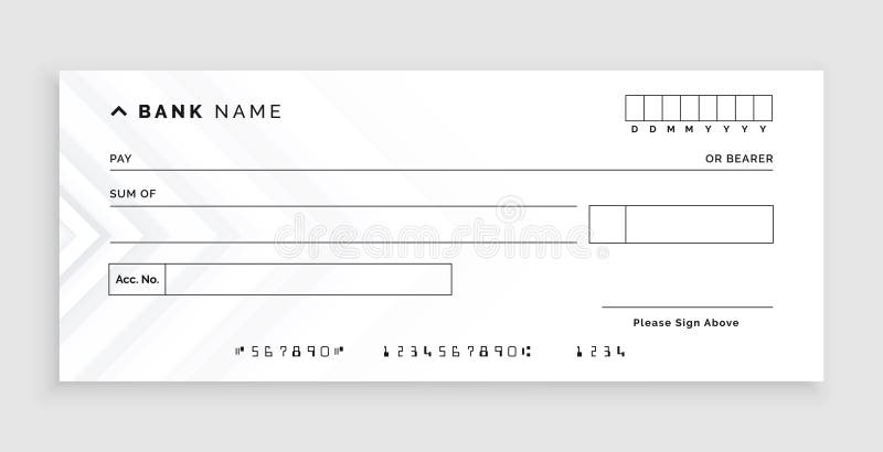 Blank Bank Cheque Check Draft Mockup Design Stock Illustration ...