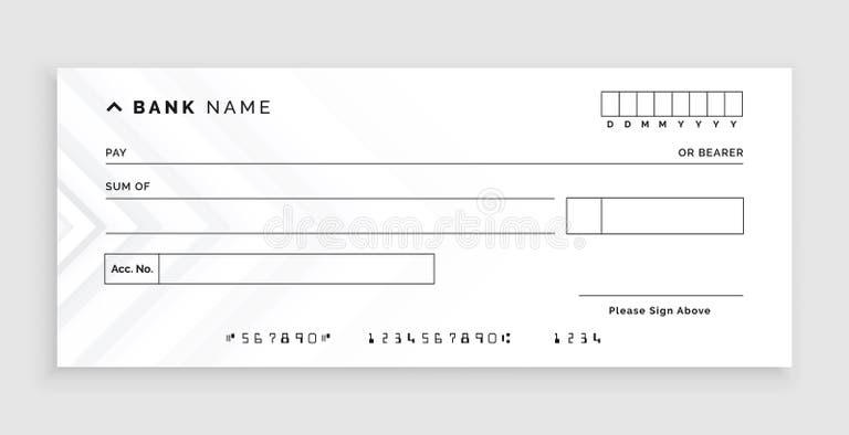 Blank Bank Cheque Check Draft Mockup Design Stock Illustration ...