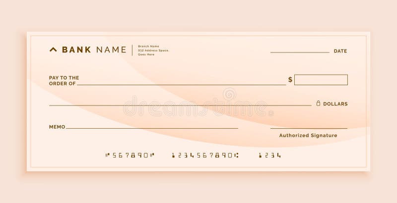 Blank Bank Cheque Money Voucher Template Design Stock Vector ...