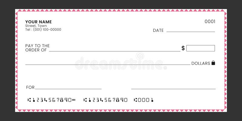 Blank bank cheque vector stock vector. Illustration of monetary - 388622276