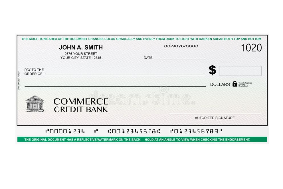 Blank Banking Check stock illustration. Illustration of blank - 48398055