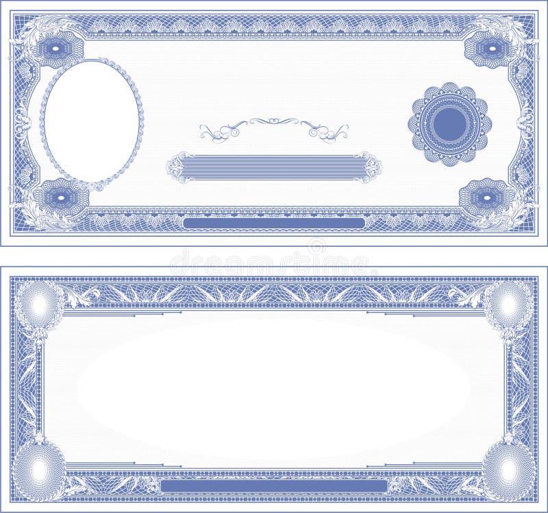 Blank for Banknote Obverse and Reverse with Side Portrait Blue Stock ...
