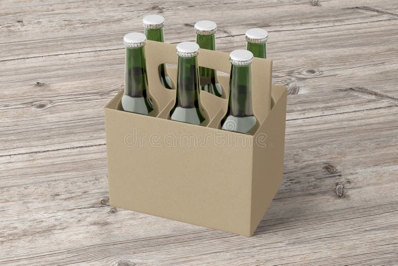 Six Green Bottles Beer Cardboard Packaging Stock Illustrations 147