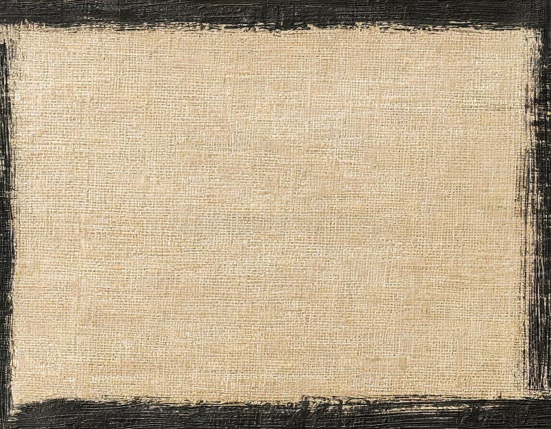 Blank Beige Canvas Textile Texture Background with Painted Black Border ...