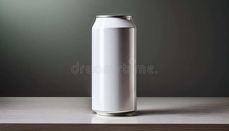 A Blank Beverage Can on a Table that Can Be Designed Neutral Background ...
